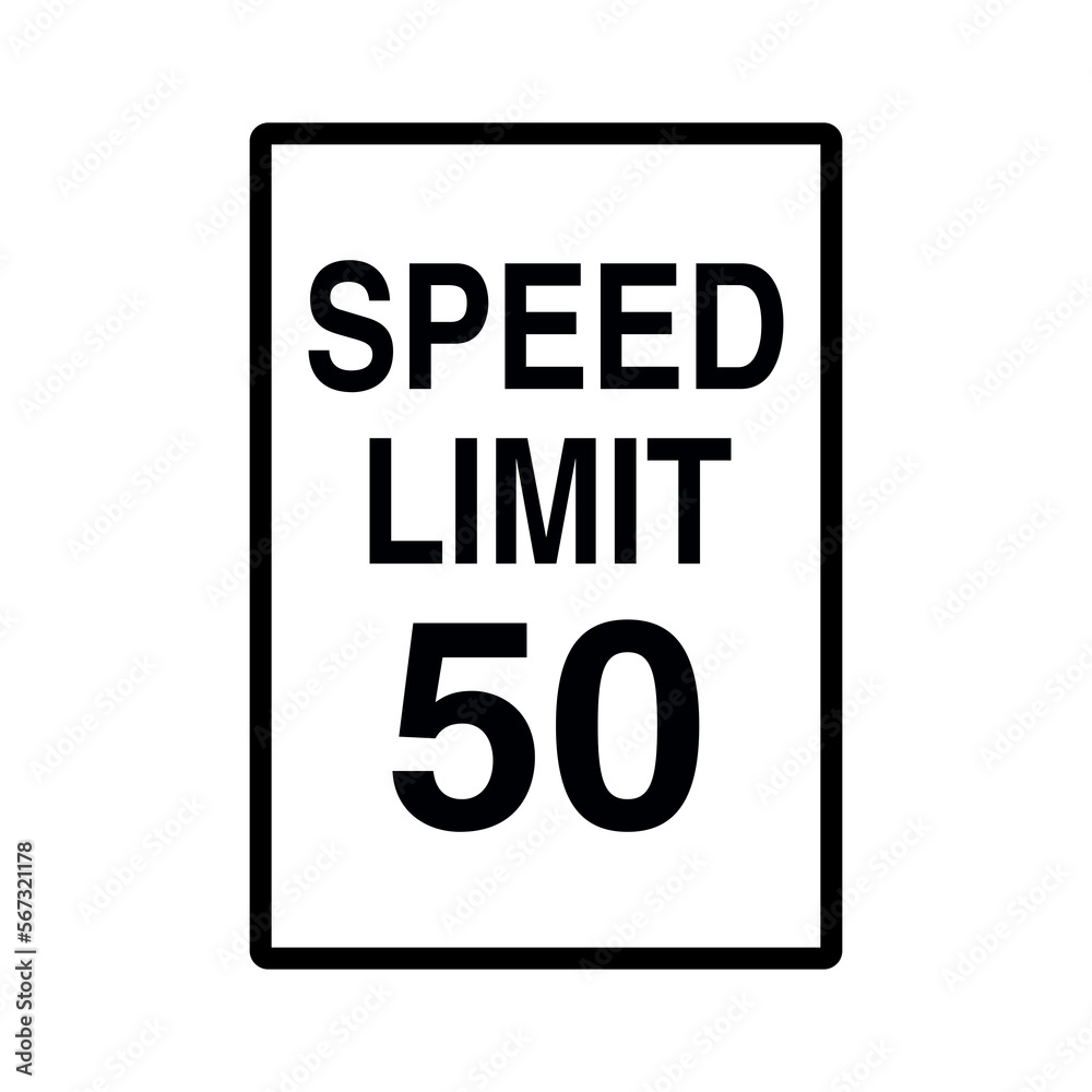 Speed Limit 50 Traffic Sign on Transparent Background Stock ...