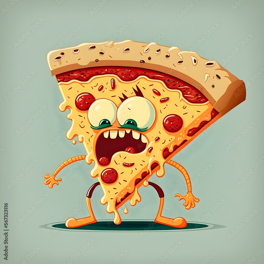 cartoon pizza character Stock Illustration | Adobe Stock