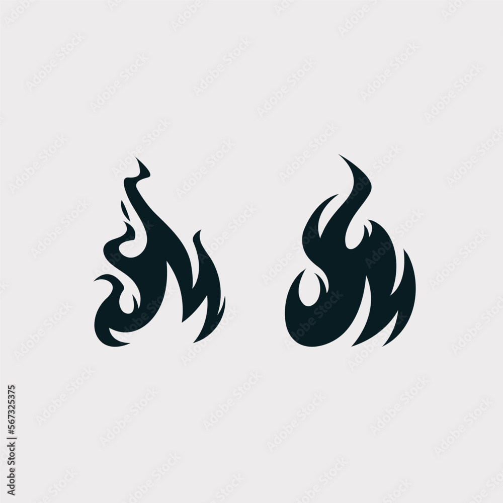 Fire Silhouette Symbol Vector Icon Illustration. Fire Silhouette Icon ...