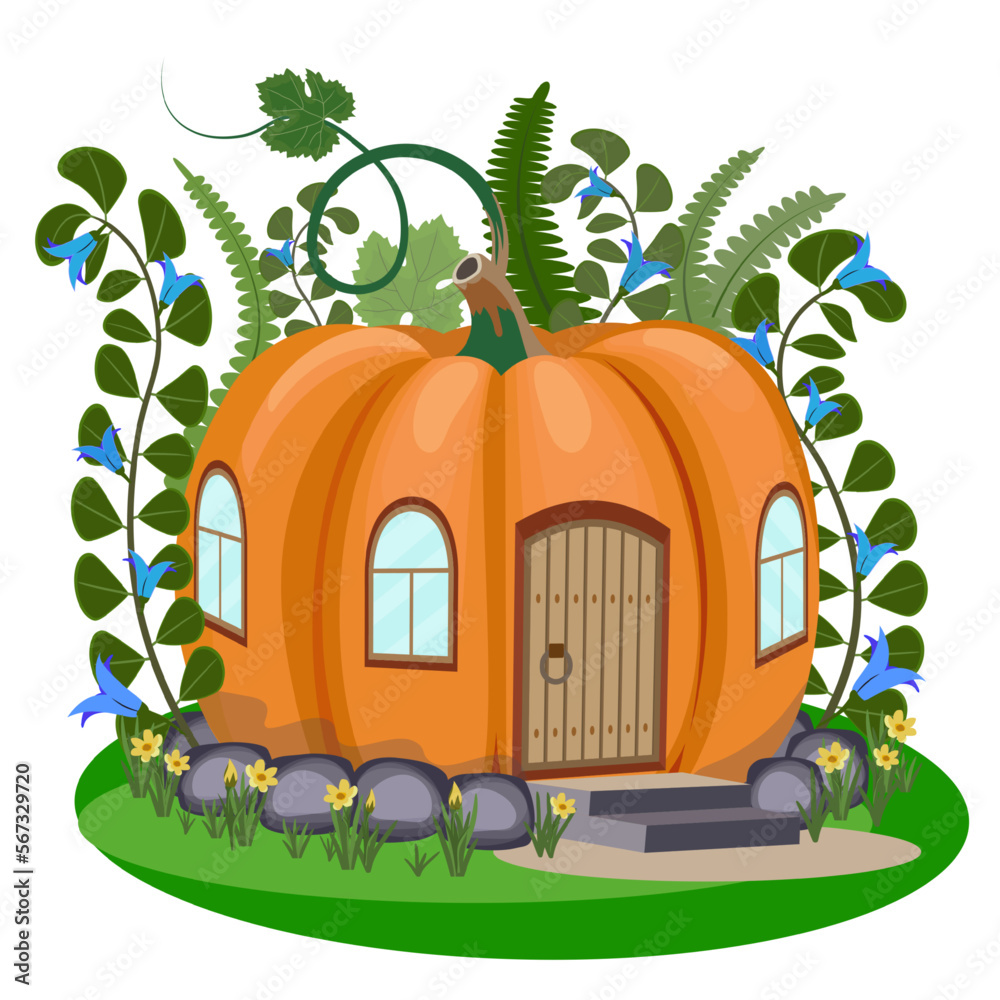 Cartoon fairytale pumpkin house for little animals and fantasy ...