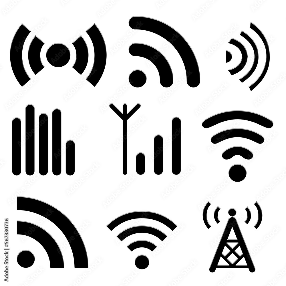Beautiful illustration of black 3d communication symbols with ...