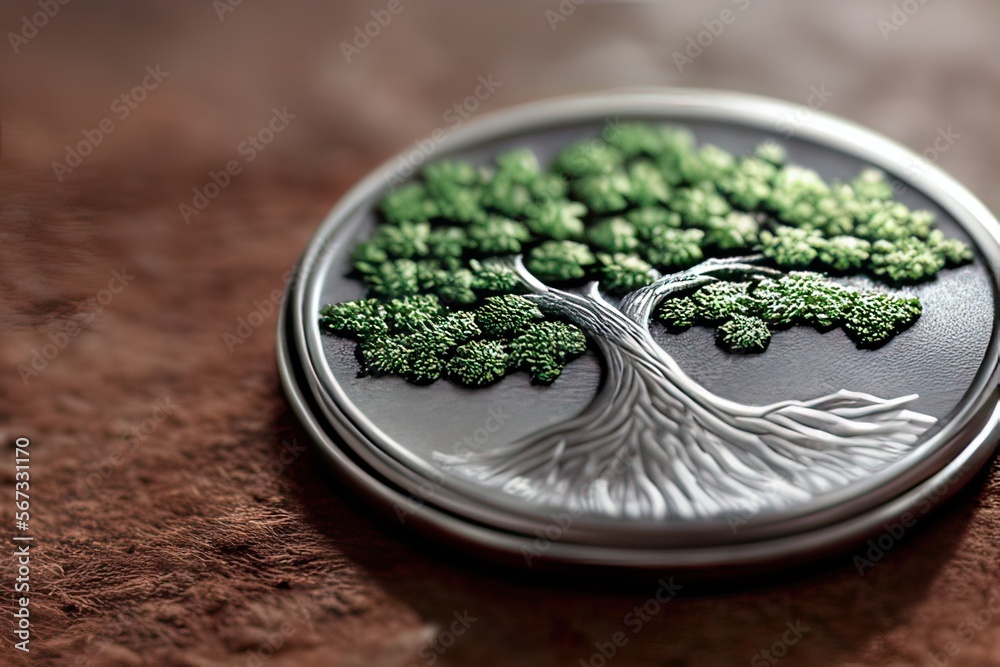 High-Resolution Image of a Silver Coin Featuring a Tree, Perfect for ...