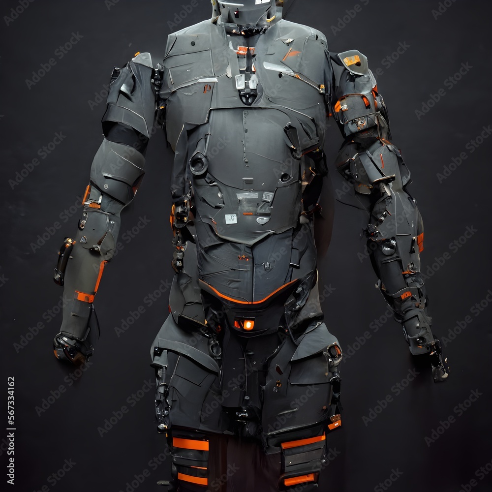 male cyberpunk robot armor full body and arm normal map texture flat 2D ...