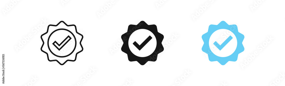 Quality icon. A certificate with check mark symbol. Guarantee signs ...