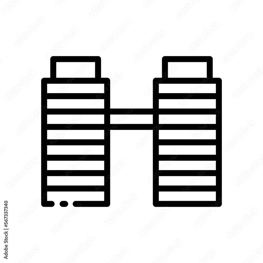 Twin Towers line icon. Urban metropolis, Buildings, planning, towers ...
