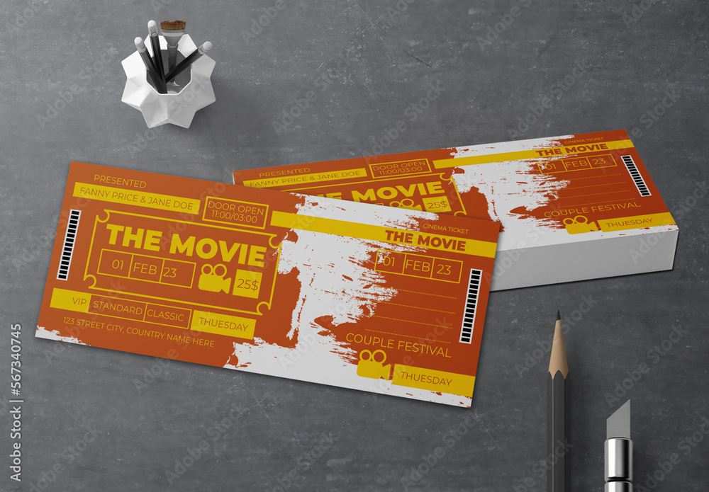 Movie Event Ticket Design Template Stock Template | Adobe Stock