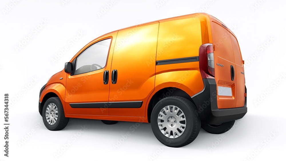 Paris, France. February 1, 2023. Orange Peugeot Bipper on a white ...