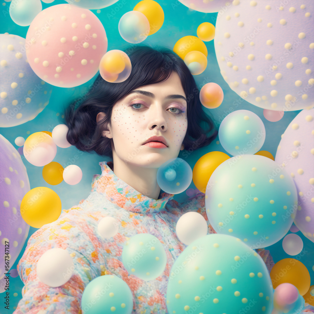 generative ai illustration of a young girl dreamer in a surreal ...