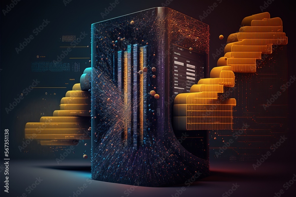 Giant artificial intelligence brain, data processing. Amazing AI ...