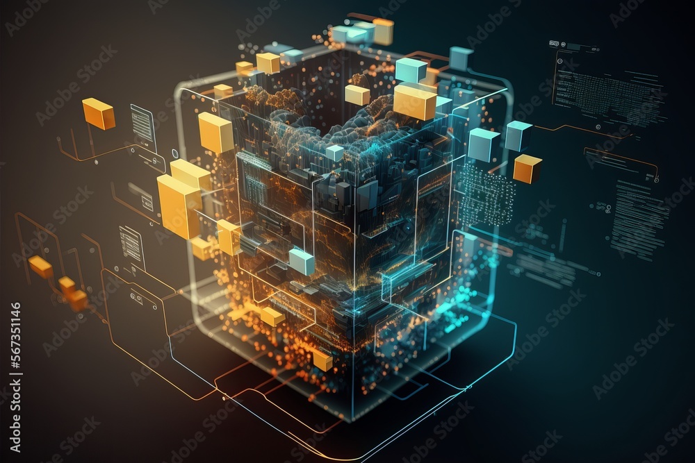 Giant artificial intelligence brain, data processing. Fascinating AI ...