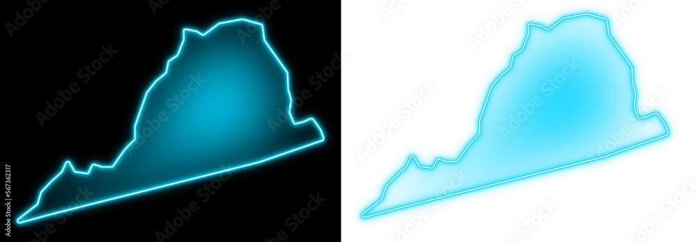 virginia map blue glow futuristic transparent background Stock ...