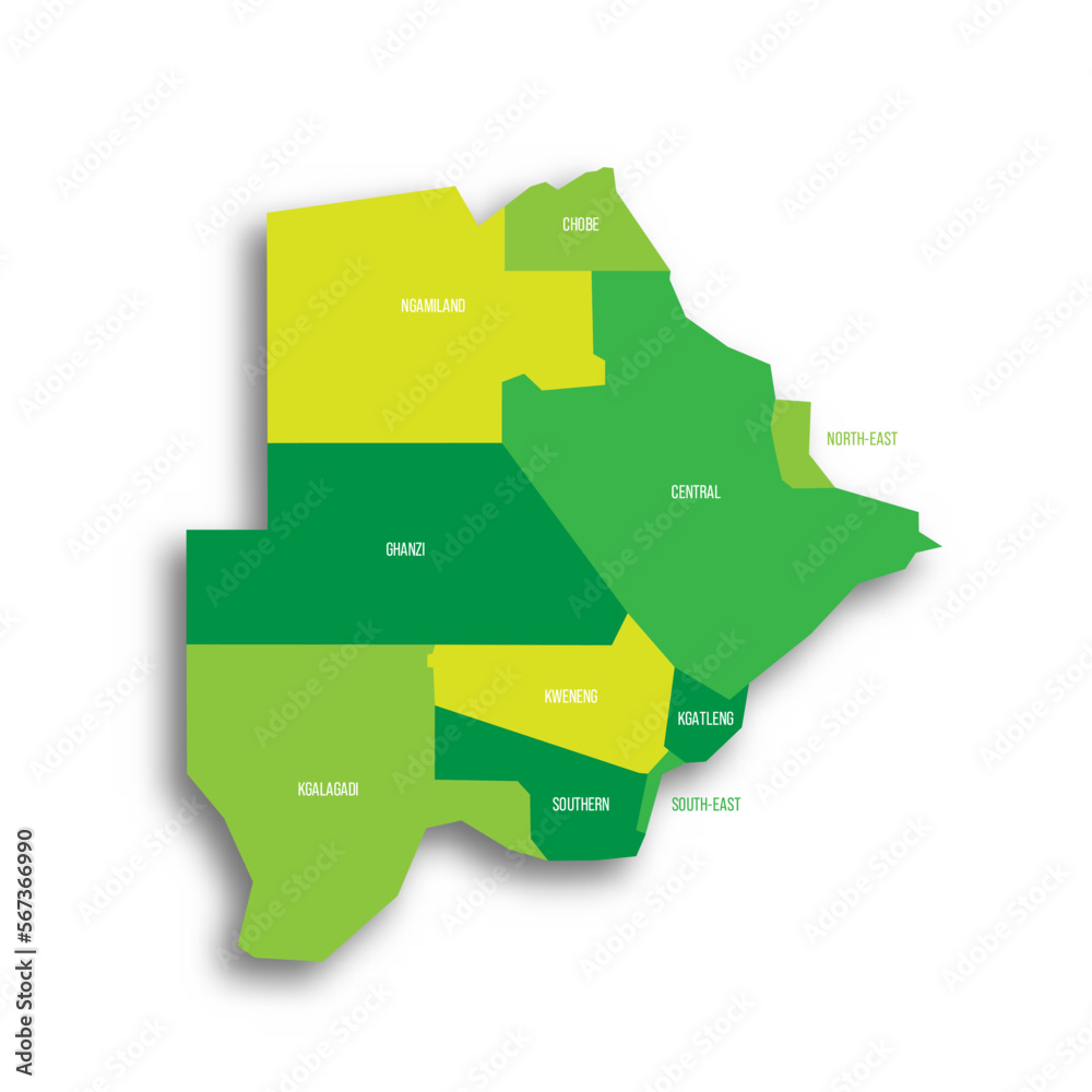Botswana political map of administrative divisions Stock Vector | Adobe ...