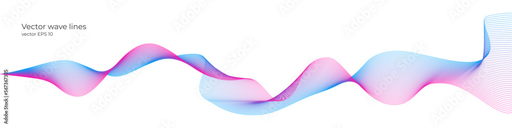 Vector wave dynamic music lines. Blue-violet abstract lines. Sound ...