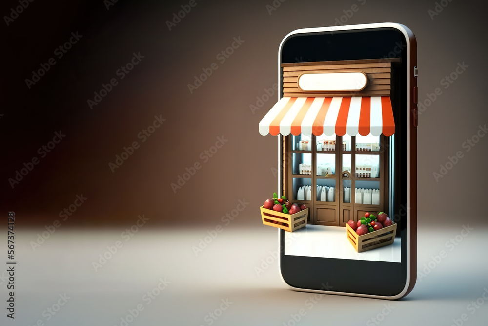 Supermarket online shopping mobile app. Smart phone screen showing mini ...