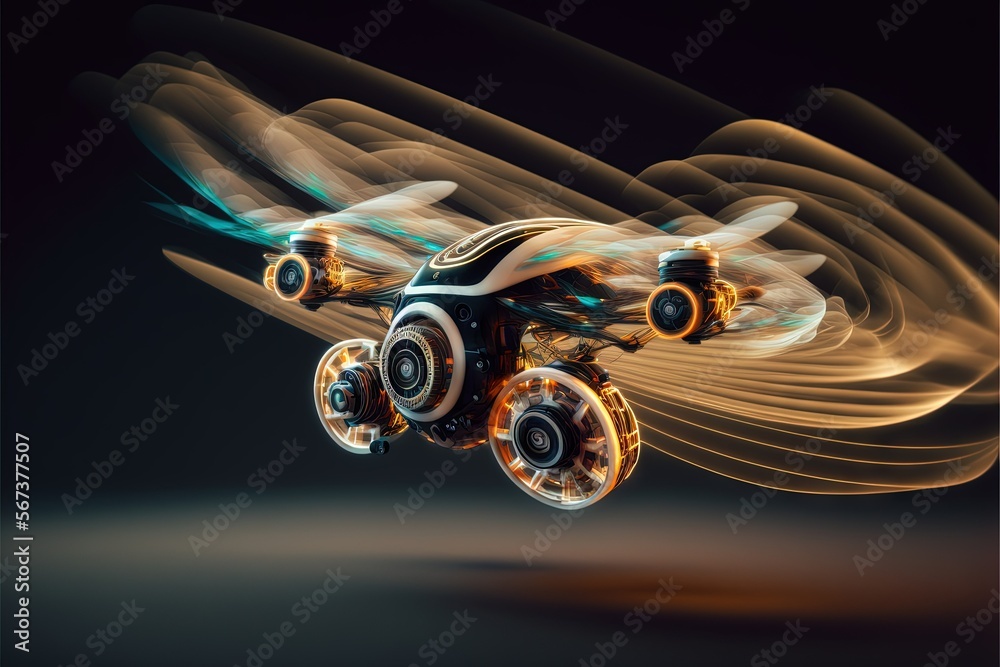 drone flying on high speed blurred motion creative light trails ...