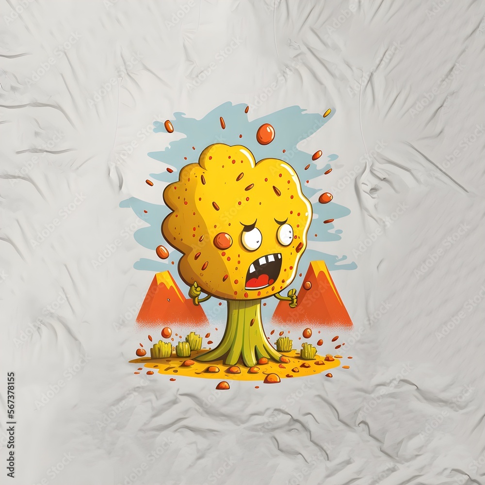 cartoon style cute living rock figure. T-shirt design Stock ...