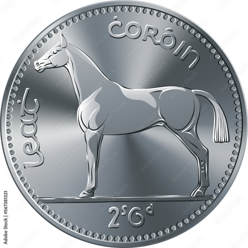 Irish money Pre-decimal silver Half crown coin with Irish Hunter on ...