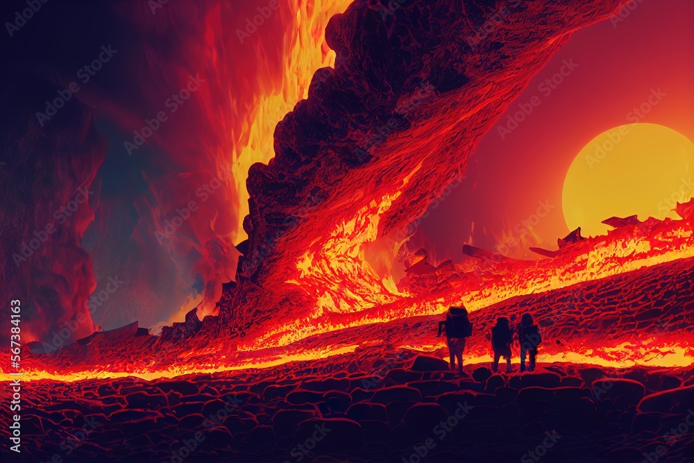 hell with lava, modern illustration suitable for design. Stock ...