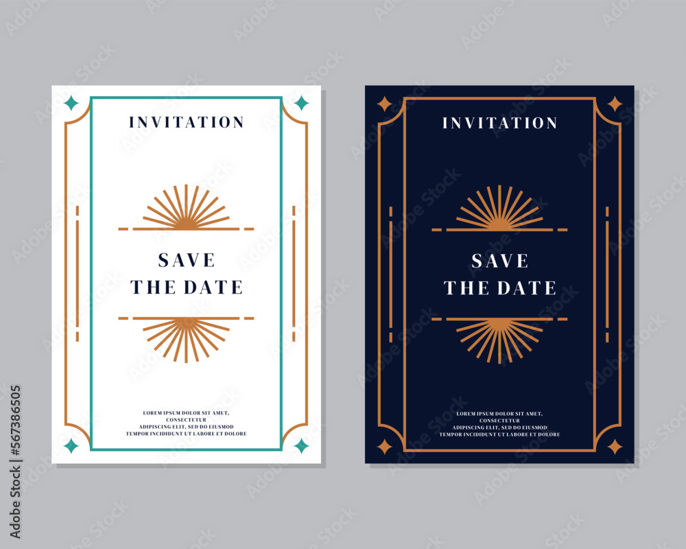 Art deco wedding invitation card vector. Luxury classic antique cards ...