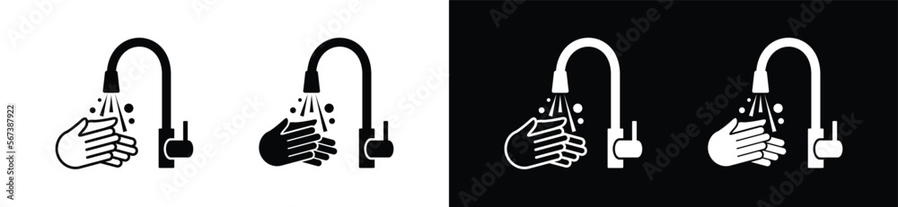 Wash your hands icons set. Hand washing icon. Wash your hands under ...