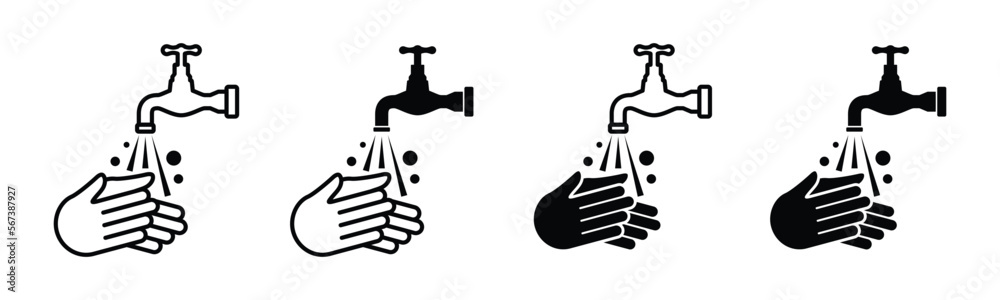 Wash your hands icons set. Hand washing icon. Wash your hands under ...