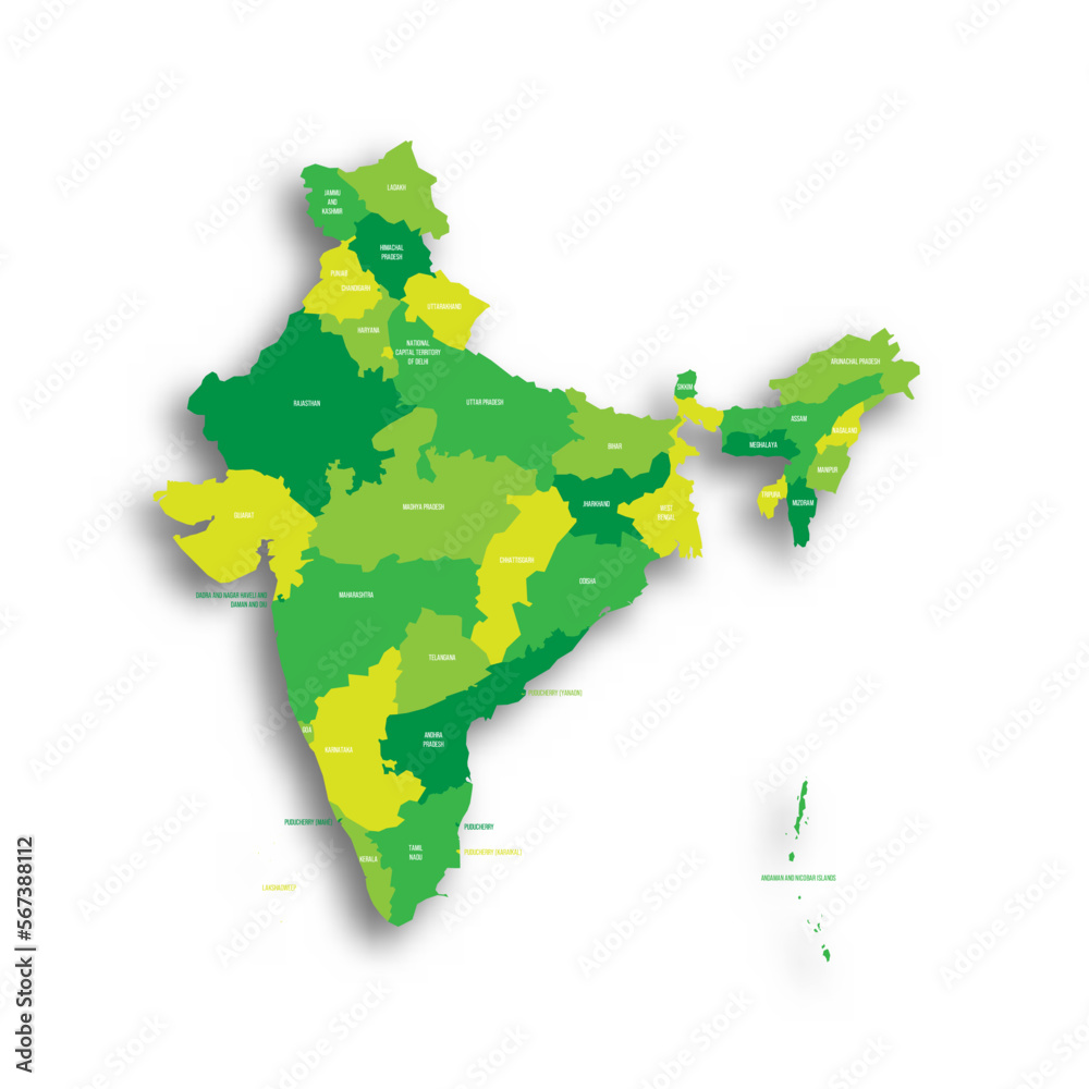 India political map of administrative divisions Stock Vector | Adobe Stock