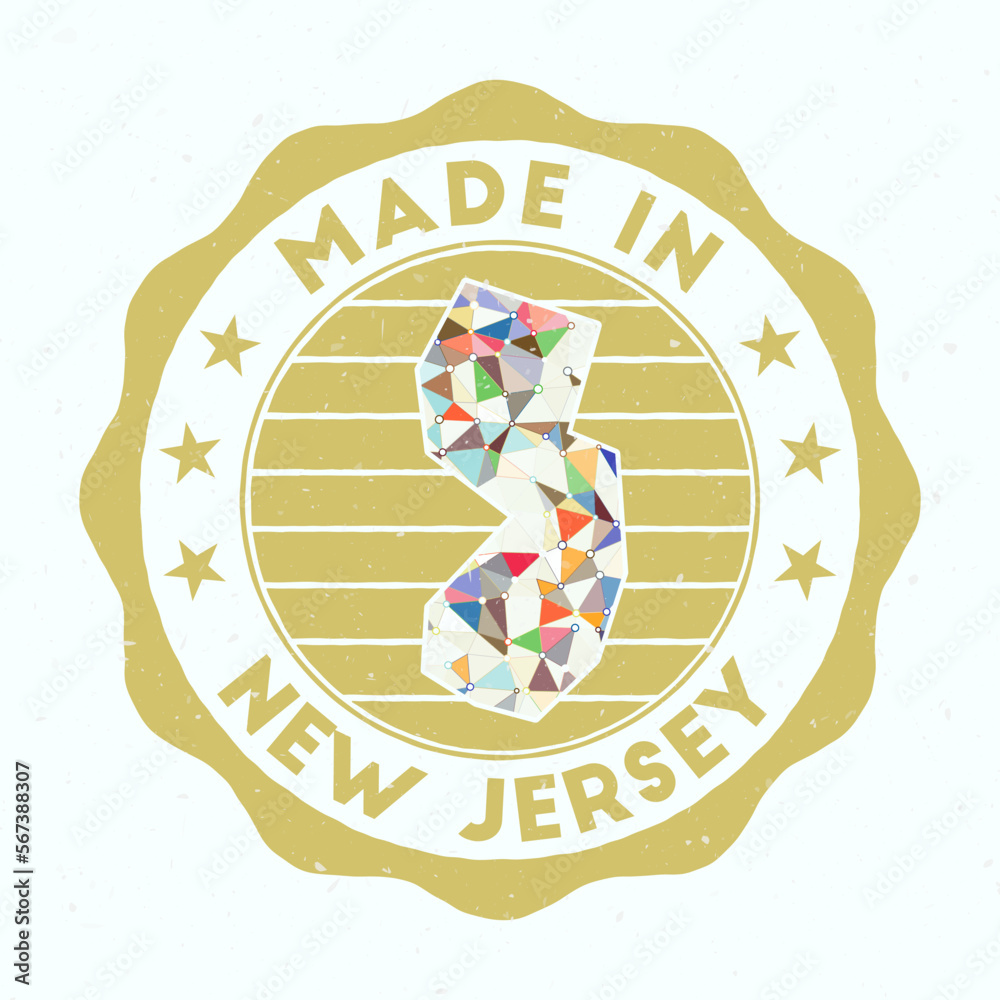 Made In New Jersey. Us state round stamp. Seal of New Jersey with ...