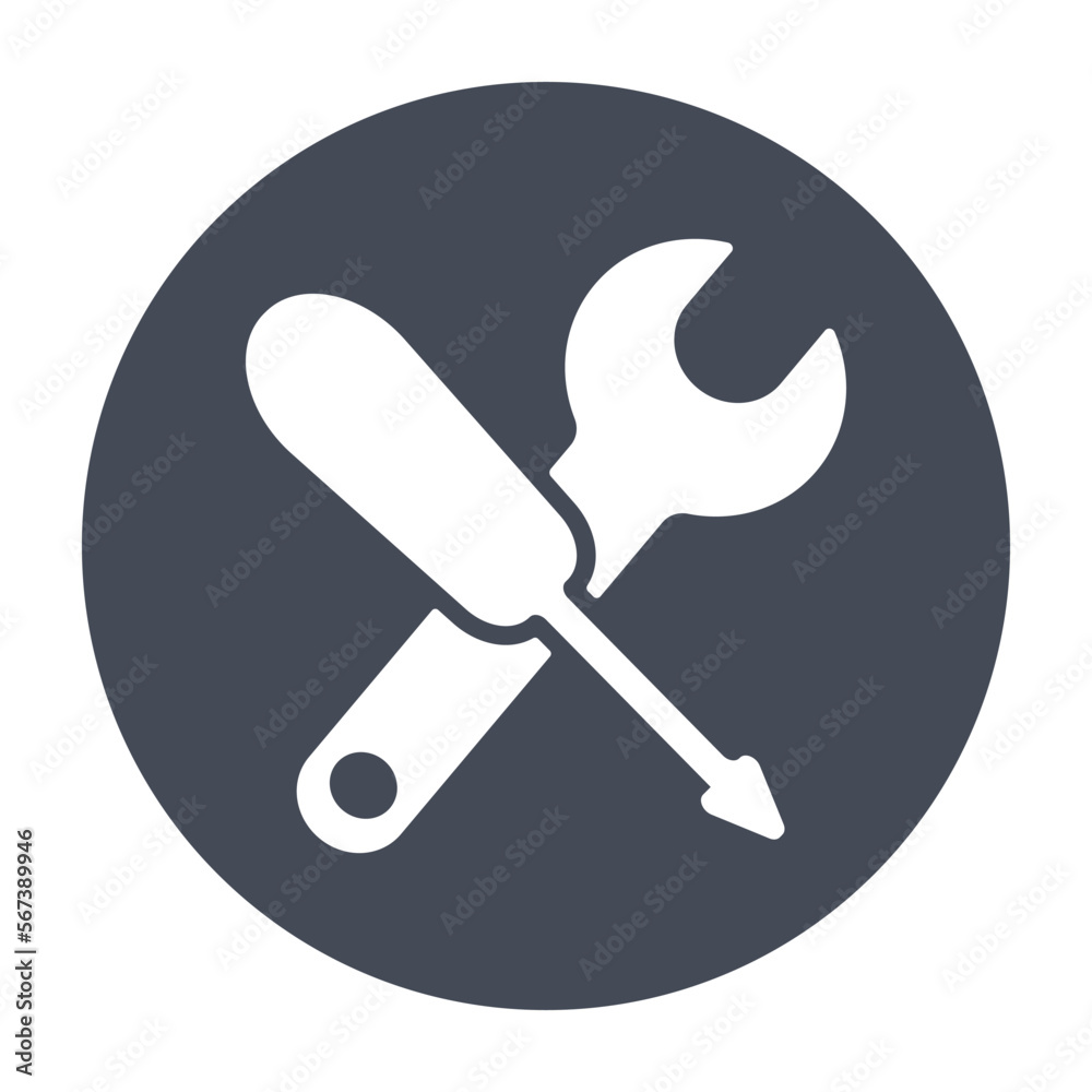 Code repair icon. Repair symbol icon with wrench. Technology, work ...