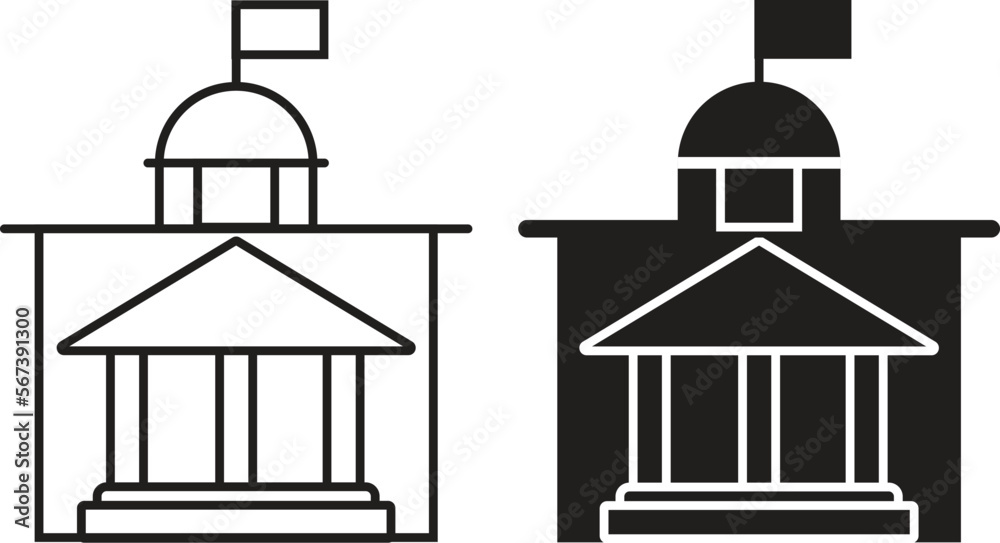 Government icon simple trendy flat style line and solid Isolated vector ...