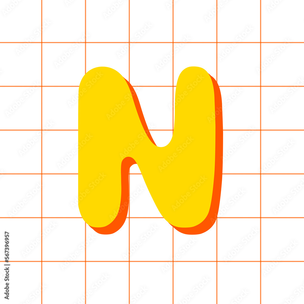 Hand drawn doodle uppercase letter N. Capital letters modern design ...