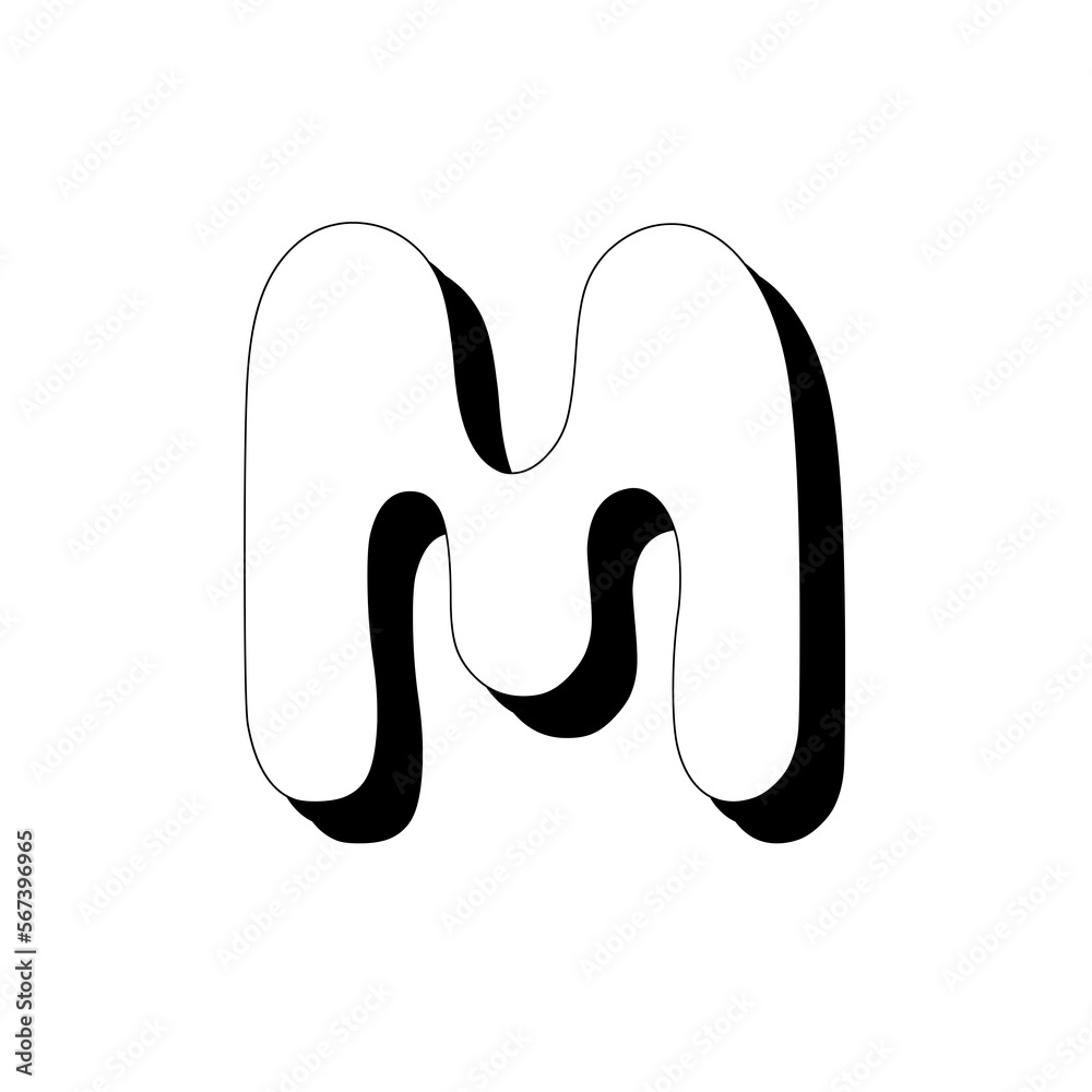 Hand drawn doodle uppercase letter M. Capital letters modern design ...