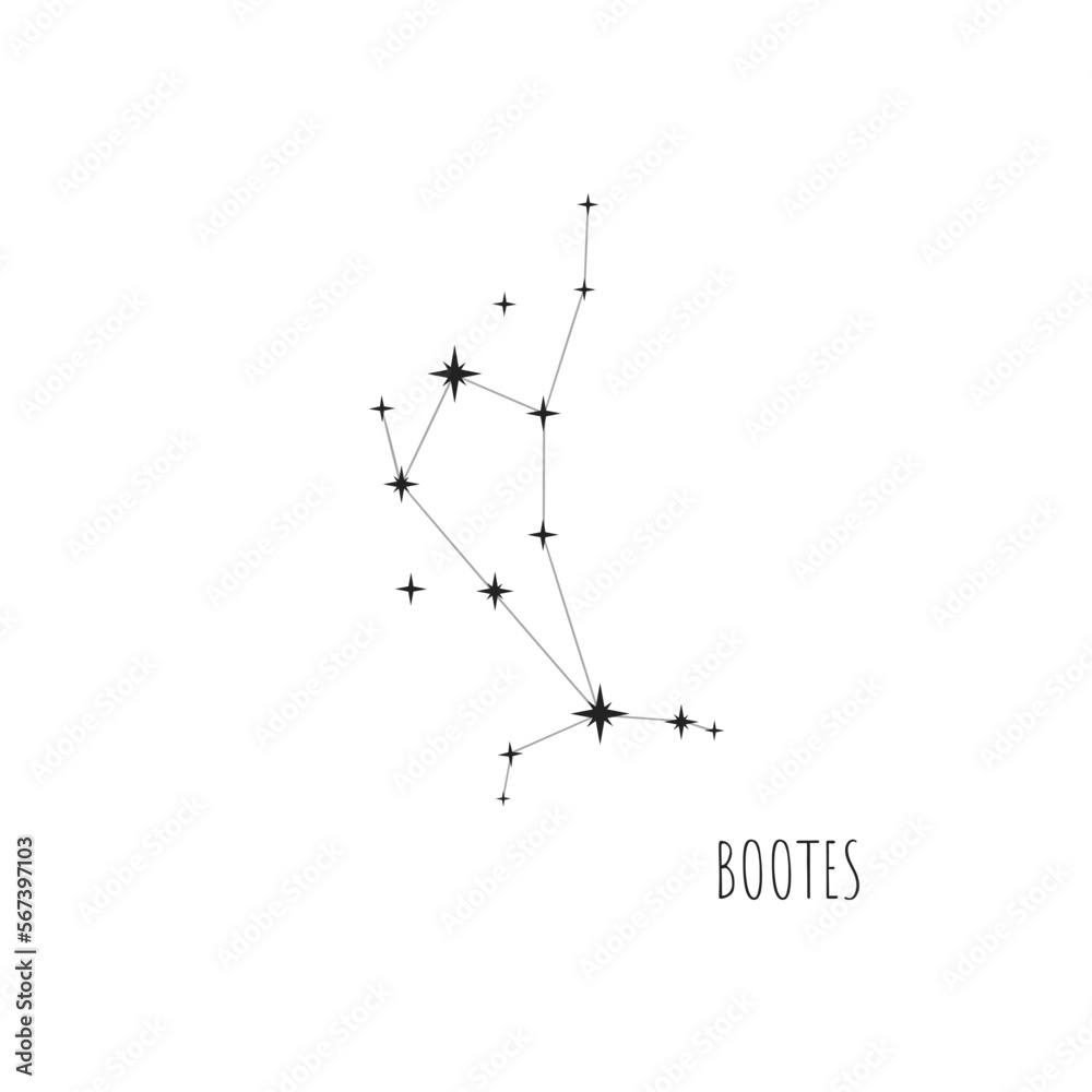 Simple constellation scheme Bootes, Big Dipper. Doodle, sketch, drawn ...
