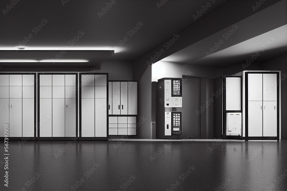 Electrical room of residential or commercial building. Multiple smart ...