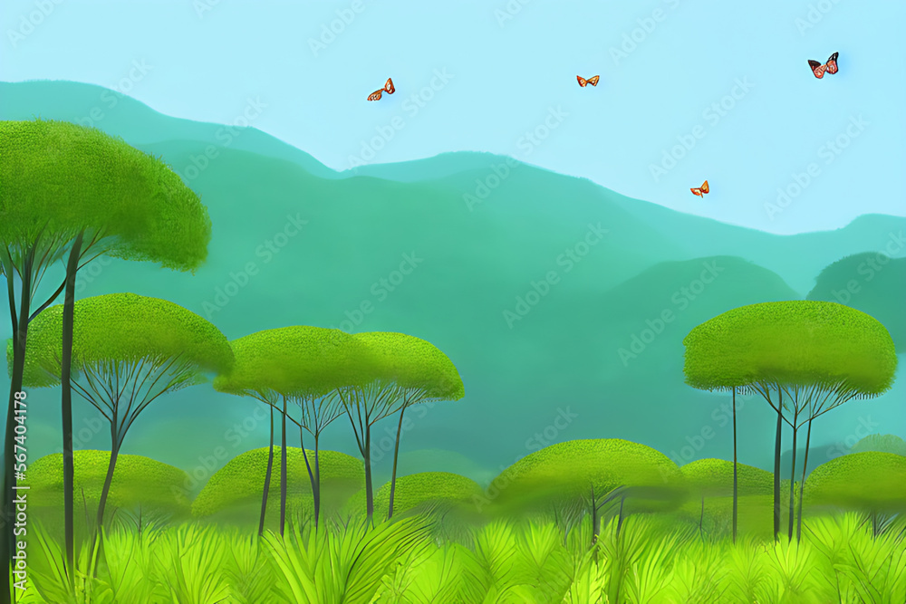 Wallpaper landscape - Rainforests – Nature backgrounds, Illustration ...