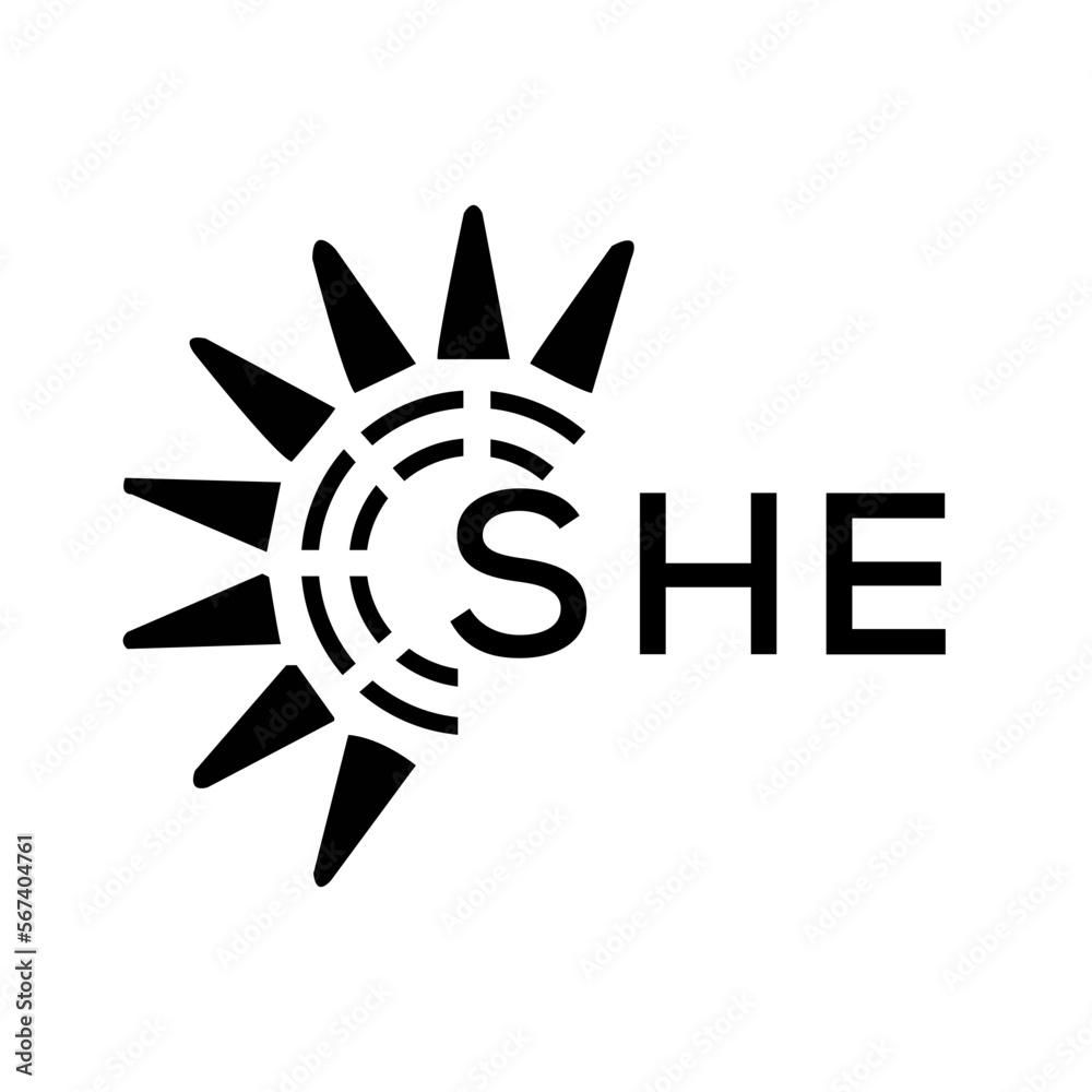 SHE letter logo. SHE image on white background and black letter. SHE ...