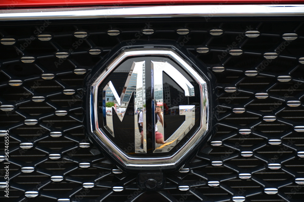 Morris Garages car emblem at Autofest test drive in Pasay, Philippines ...