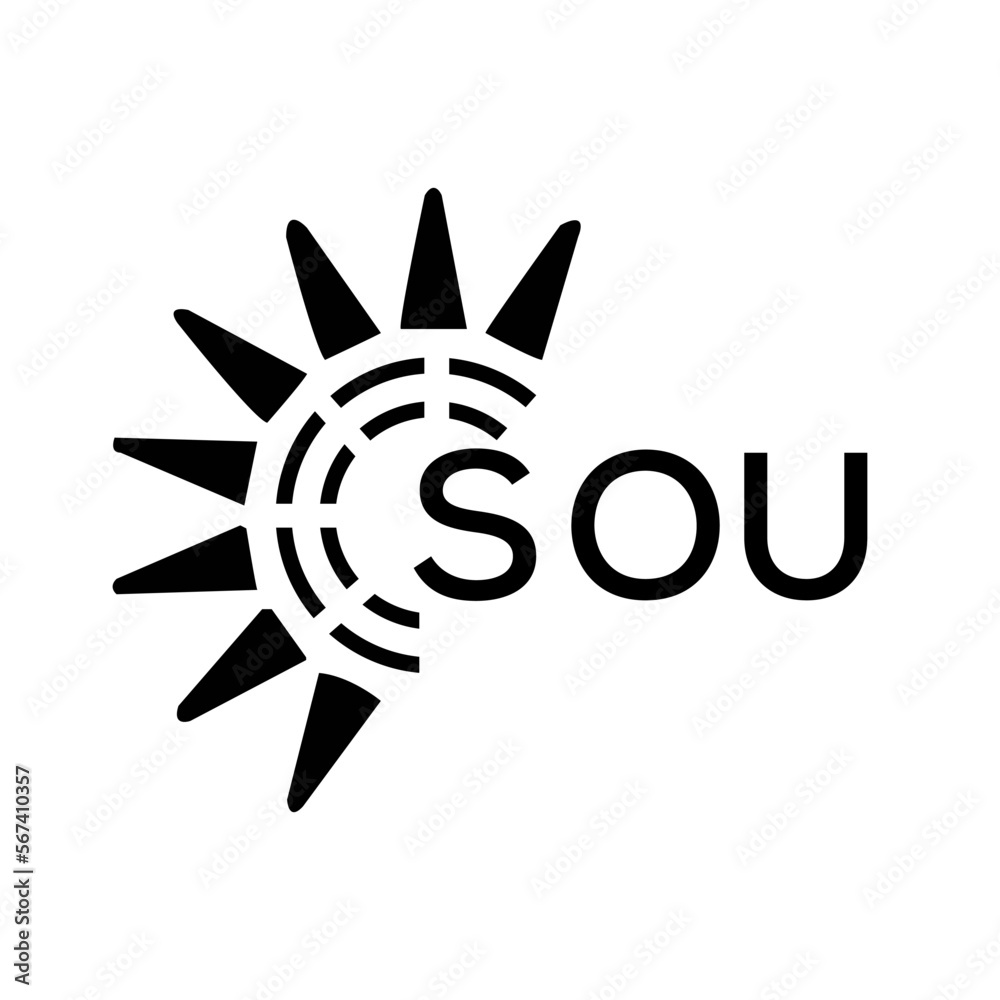 SOU letter logo. SOU image on white background and black letter. SOU ...