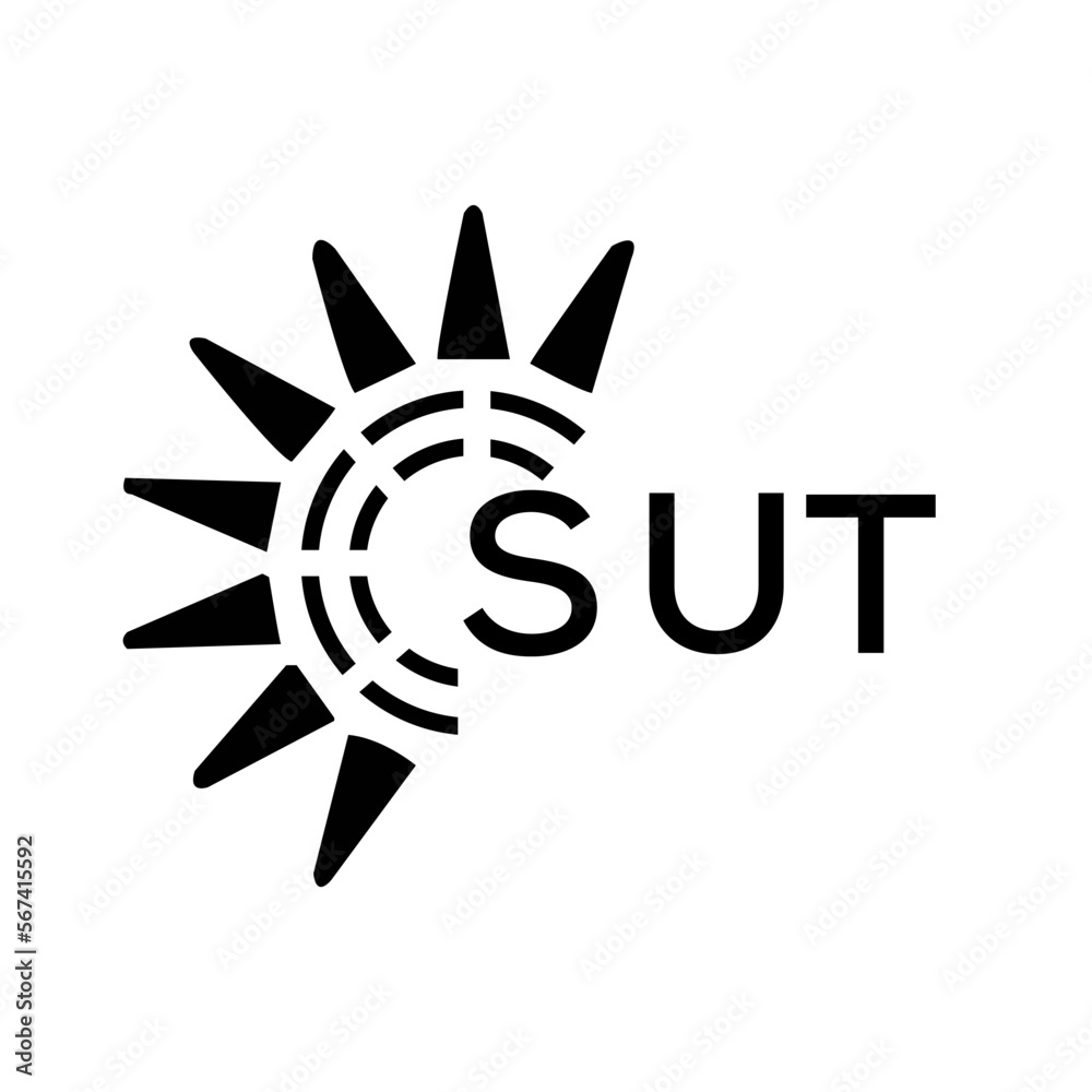 SUT letter logo. SUT image on white background and black letter. SUT ...