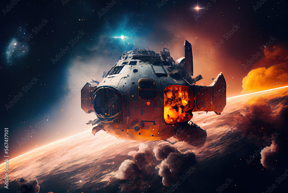 Futuristic Spacecraft - Generative AI illustration Stock Illustration ...