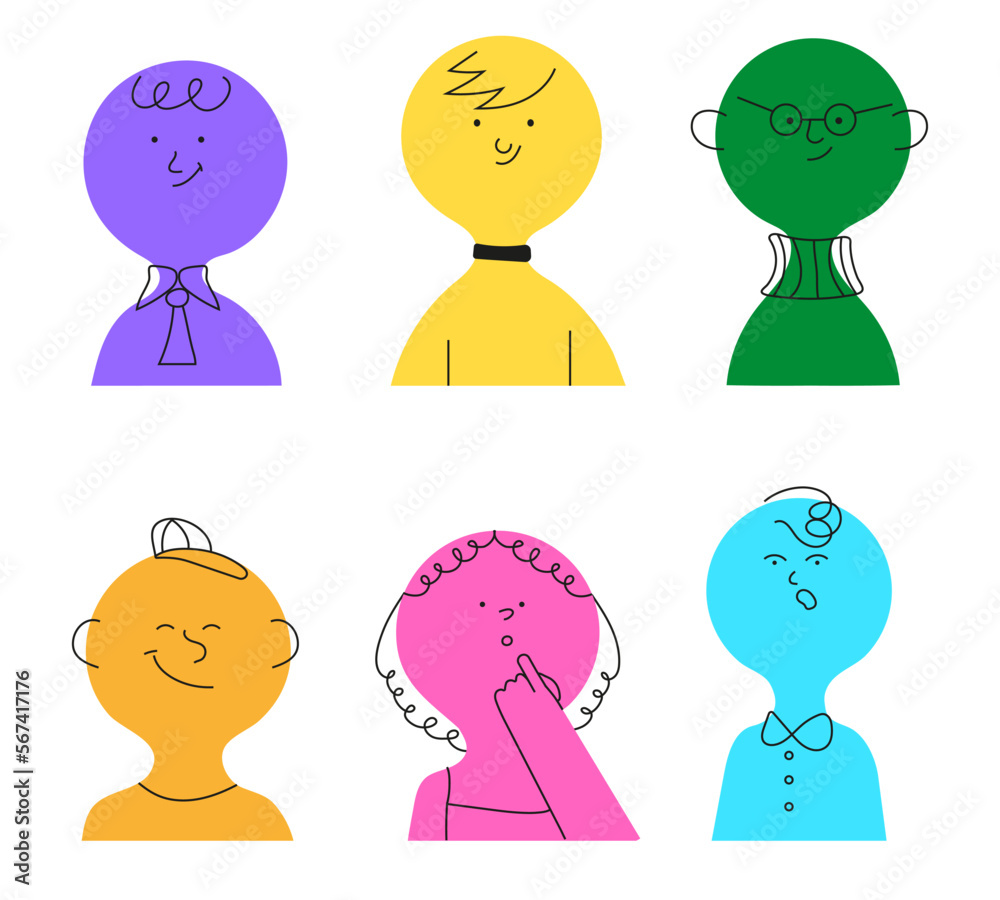 Colorful cute children face set vector. Funny toldder heads smiling ...