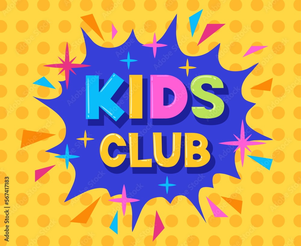 Cartoon kids club zone poster. Kids entertainment party club and game ...