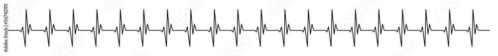 Editable line, ecg, ekg design, cardio diagnosis. Heart rhythm long ...