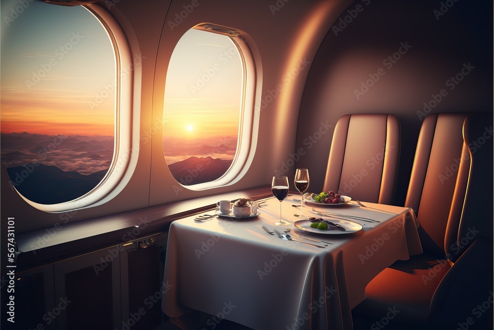 Business class travel concept luxury private jet (Ai generated) Stock ...
