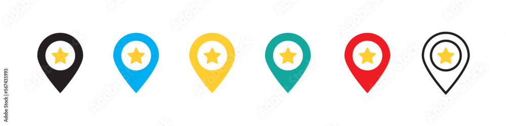 Location pointer icon set. Map pins set. Location symbols collection ...