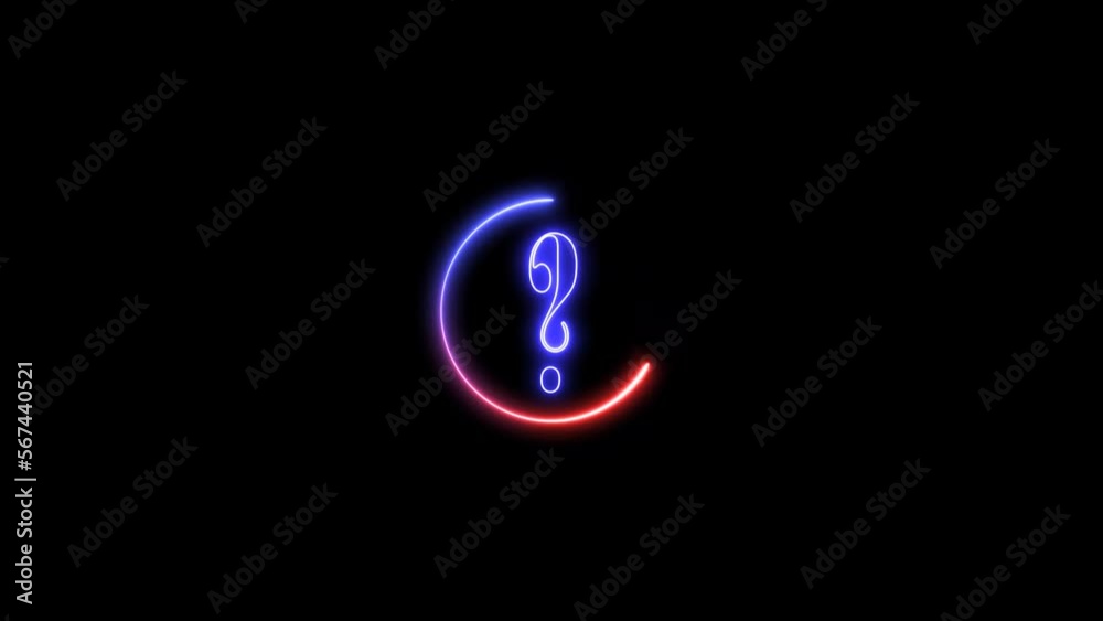 abstract blue and red color neon circle question mark sign symbol heat ...
