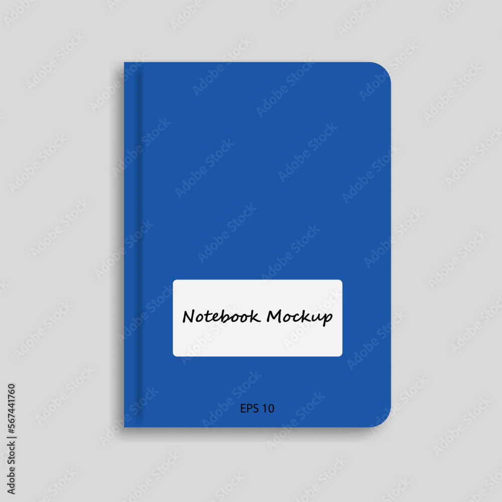 Blue realistic notebook mockup design on gray background. Perfect to ...