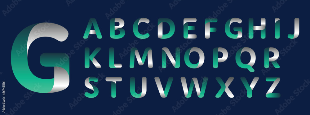 condensed alphabet and font. Colorful uppercase outline letters. Type ...