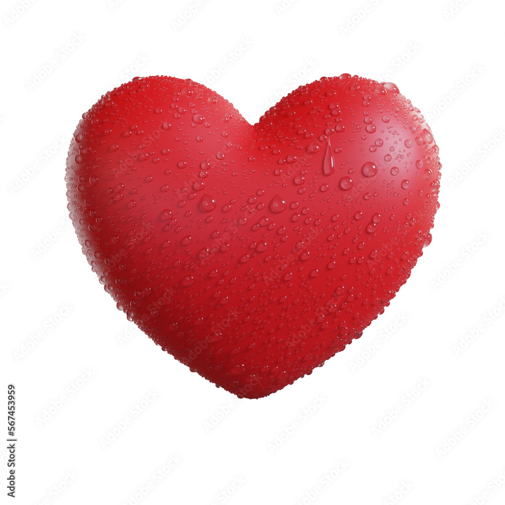 3d wet heart isolated on transparent background, png Stock Illustration ...