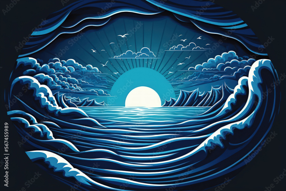 abstract sea background with a deep blue ocean surface. Generative AI ...