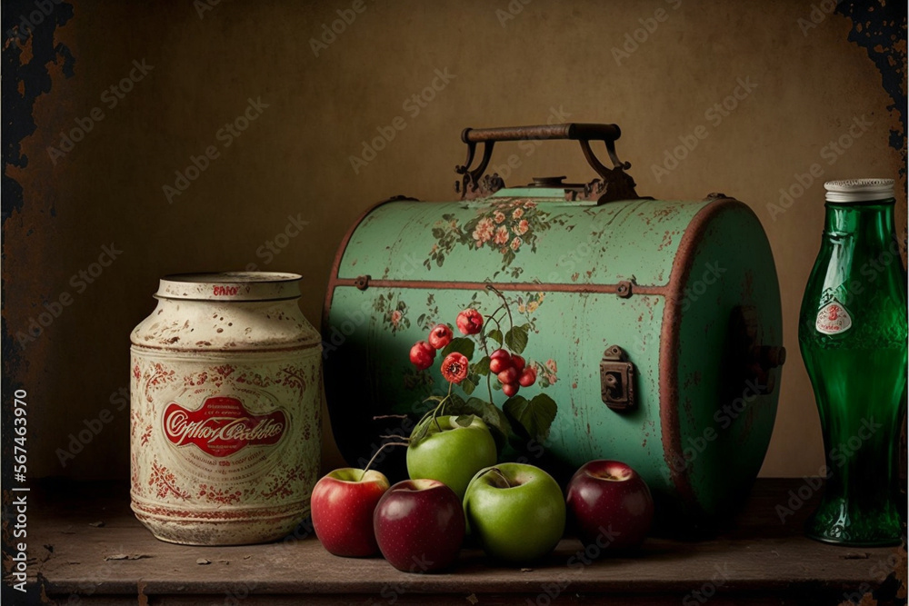 Nostalgic antique vintage Still life with old Vintage objects. Ai ...
